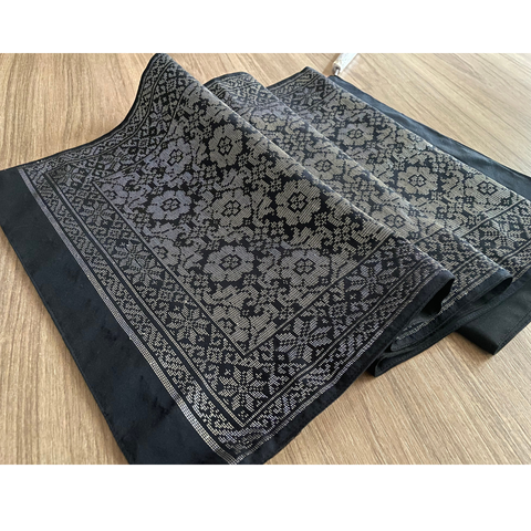 SONGKET RUNNER: DARK BLUE SILVER – Malaysian Crafts by Bibah Songket