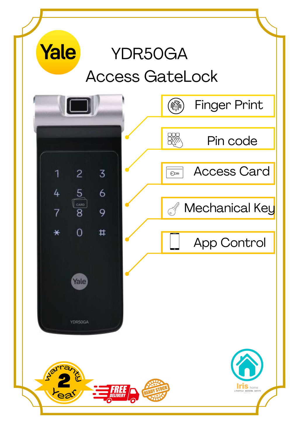 YDR50GA Access GateLock – Iris Home