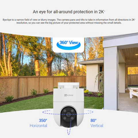 Ezviz H8C 2K⁺ 1440P Pan & Tilt Rotate 360° Outdoor Smart Color Night ...