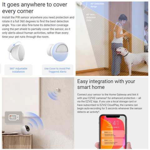 EZVIZ T1C Smart Home PIR Motion Sensor with Human Motion Detection ...