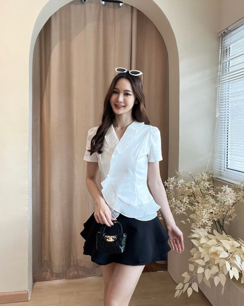 28037 AD Parisian Ruffle Blazer Top – Angel Dress