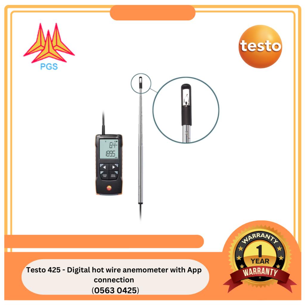 Testo 425 - Digital Hot Wire Anemometer With App Connection ...