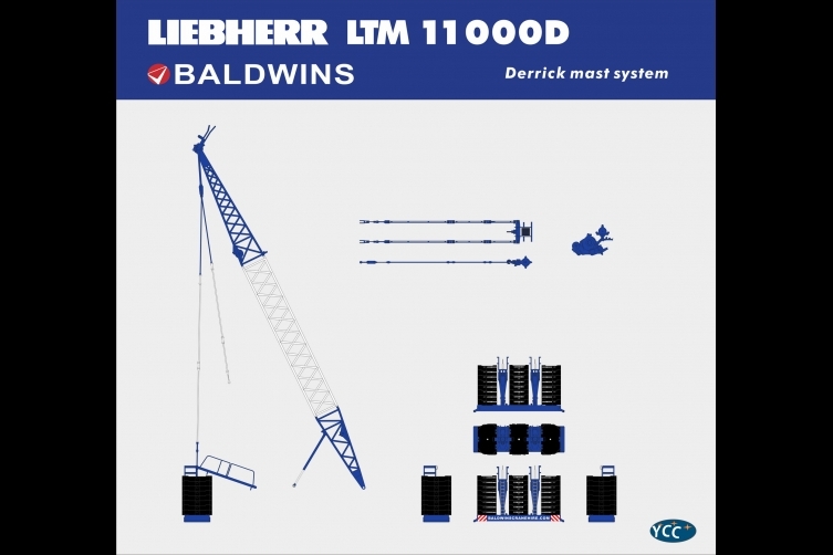 BALDWINS; LIEBHERR LTM 11000 + DERRICK MAST SYSTEM – Inconst