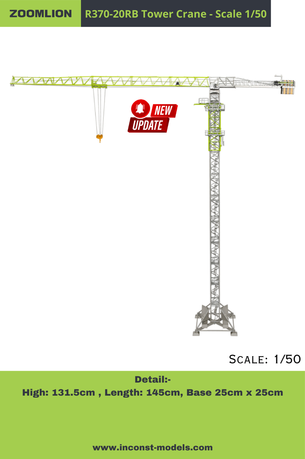 ZOOMLION R370-20RB TOWER CRANE – Inconst