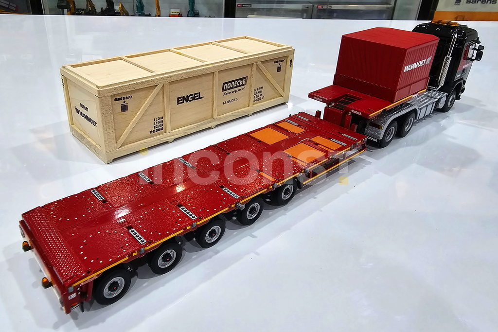 MAMMOET SCANIA R6 HIGHLINE 6X6 + 5 AXLE LOW LOADER + WOODEN BOX – Inconst