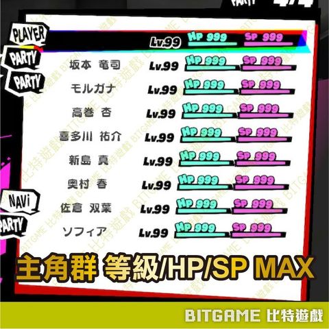 【NS】 女神異聞錄 5 亂戰 魅影攻手 日文 中文 -專業存檔修改 P5 金手指 適用 Switch – BITGAME 比特遊戲