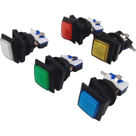6 pcs of Momentary Black Outline Lighted Illuminated Square Push Button ...
