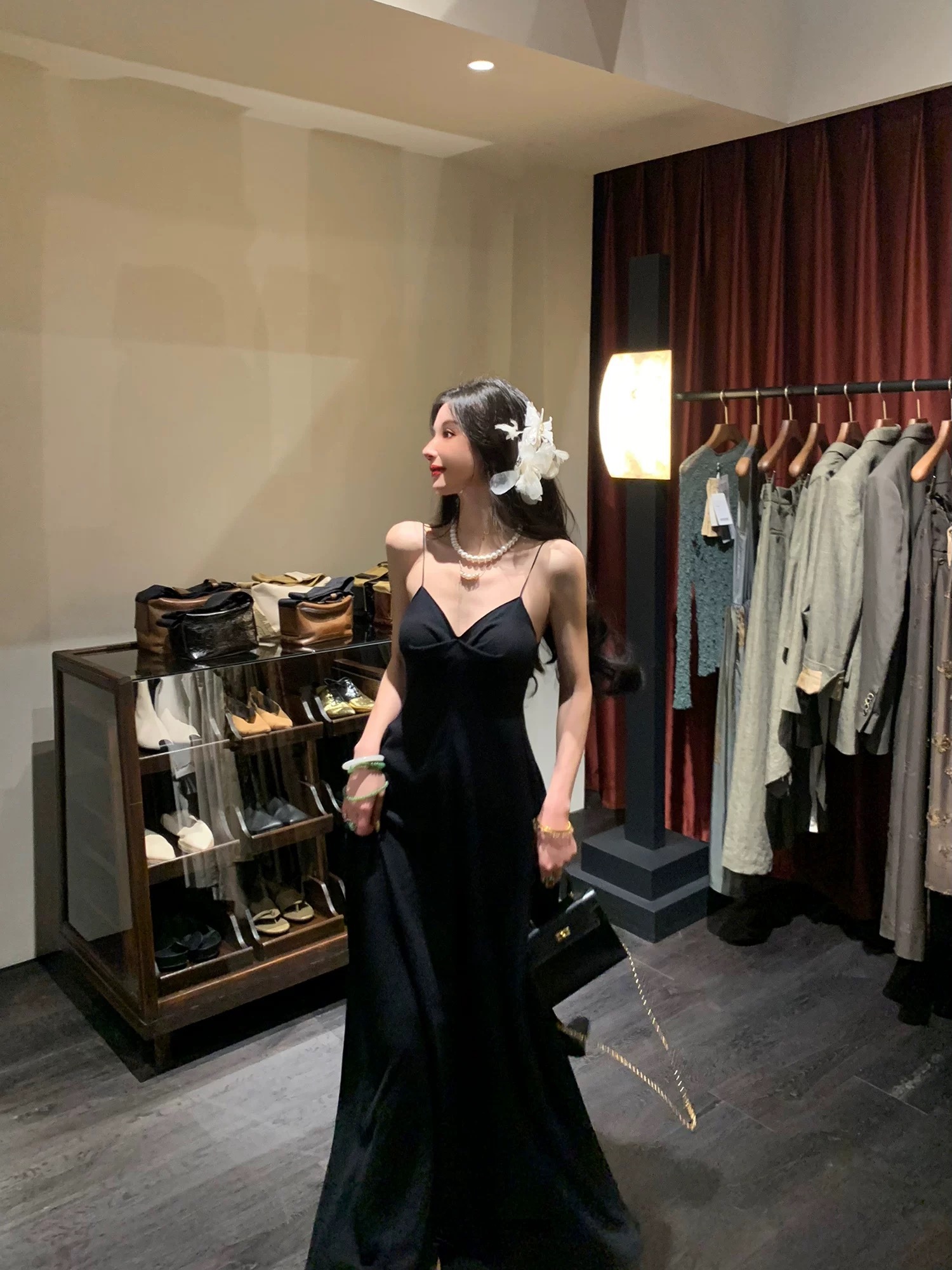 江烟泠 新中式斜裁吊带连衣裙 Jiangyanling New Chinese-Style Asymmetrical Slip Dress ...