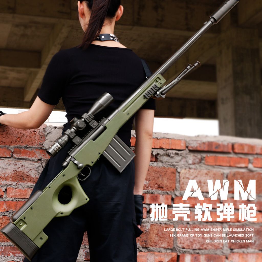 AWM Sniper Rifle Full Nylon 130cm Soft Bullet Shell Ejection – Aim Toys