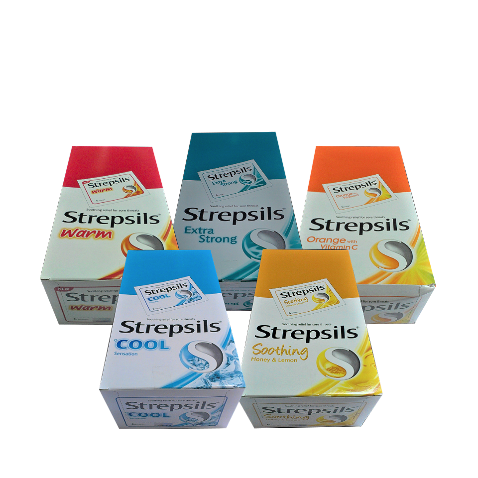 Strepsils (Warm, Extra Strong, Cool, Soothing, Orange with Vitamin C ...