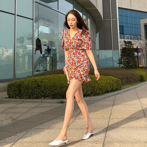 OOTD17369 FLORAL MERMAID DRESS – OOTD MALAYSIA