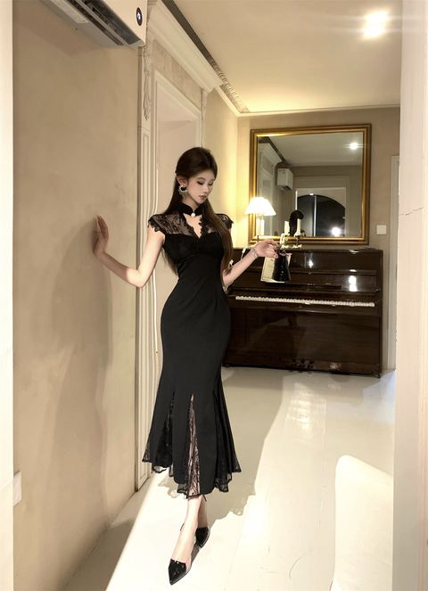 LACE STITCHING MERMAID DRESS OOTD18658 – OOTD MALAYSIA