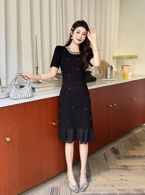 RHINESTONE ROUND NECK MERMAID DRESS OOTD20135 – OOTD MALAYSIA