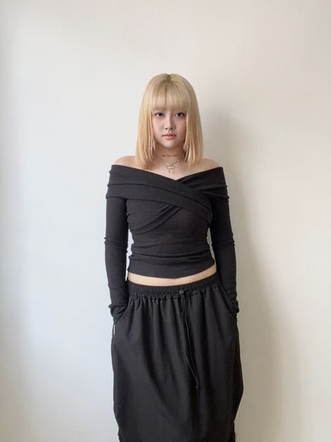 Princess Layer Off Shoulder Long Sleeve Knit Top - Black,Pink (S-4XL ...