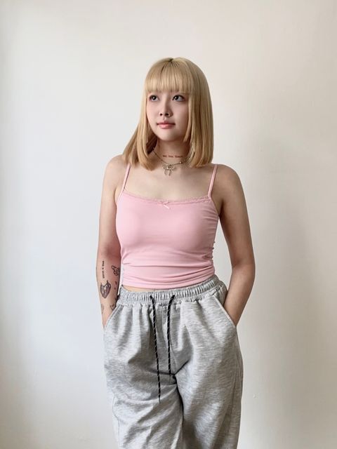 Balletcore Lace Cami Padded Top (Pink,White) – 弄潮儿wét