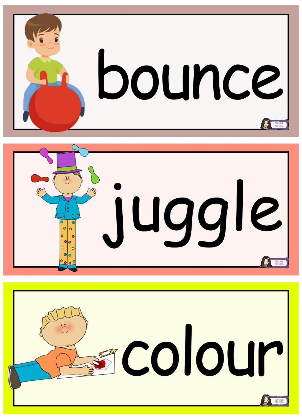 【99 ACTION WORD FLASHCARDS (PDF)】 – V BUSY KIDS STORE