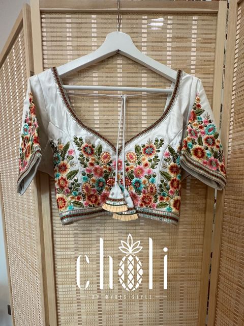 83/09 Back Hook Silk Blouse White – Choli Official MY
