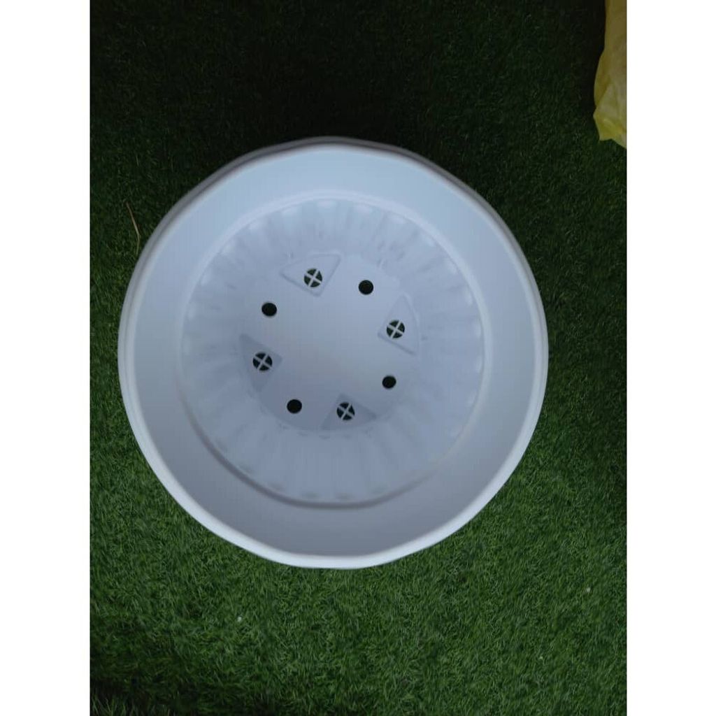 Pasu Bunga Plastik Corak Belang Putih Saiz L – Zety Roses