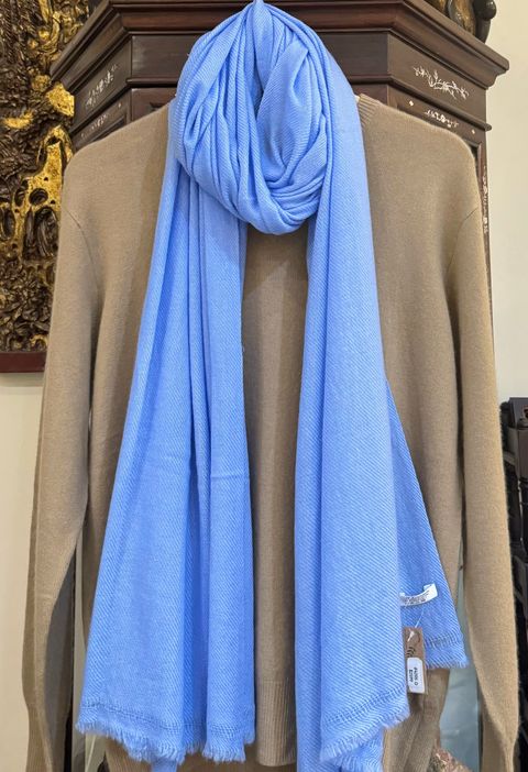 4Ply Pashmina Cashmere 喀什米爾圍巾 披肩(短鬚.斜織款) 超柔軟款 #4205-D 天空藍 – L&R異國小舖&雪子 ...