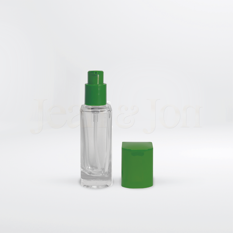 Squircle Transparent Body with Green Cap Pump Bottle | 40mL – Jean & Jon