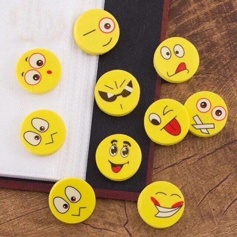 Cute Emoji Smiley Eraser 4 pcs per pack – Xuen - Bringing back the joy ...