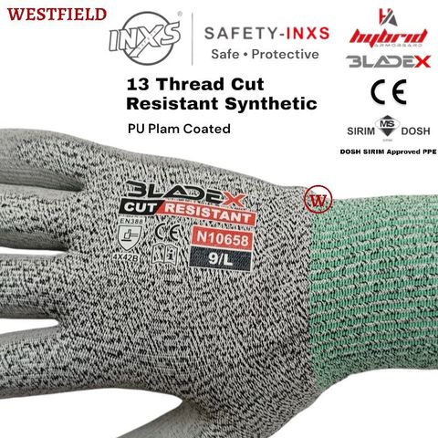 🔥SIRIM & DOSH🔥[Safety INXS] N10658 PU Palm Coated Anti-Cut Protective ...