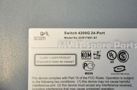 3COM 4200G 24-PORT 10/100/1000BASE-T SWITCH 17661-910-000 3CR17661-91 ...