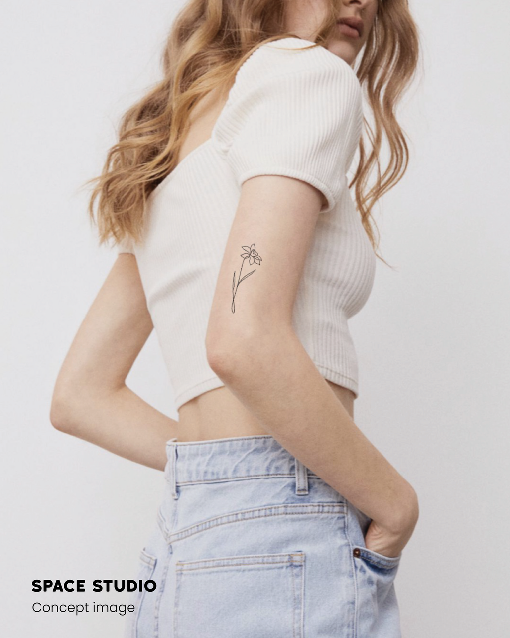 One line poppy & daffodils Tattoo [Denny] – Space Studio