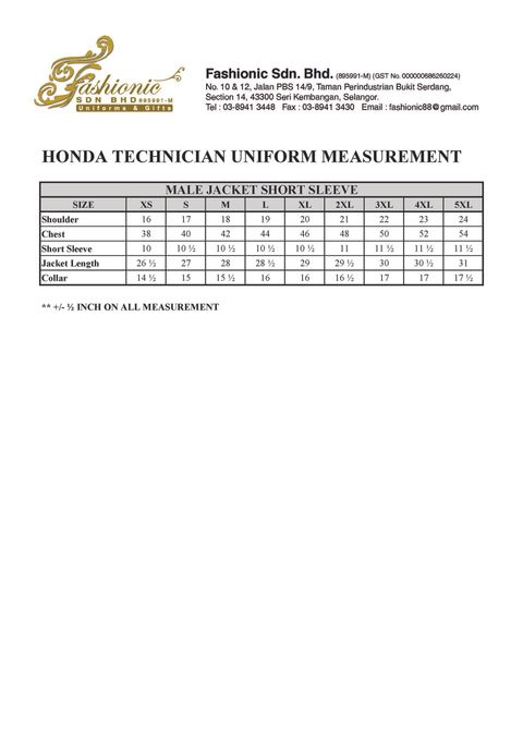 HMSB Technician – Fashionic Sdn Bhd