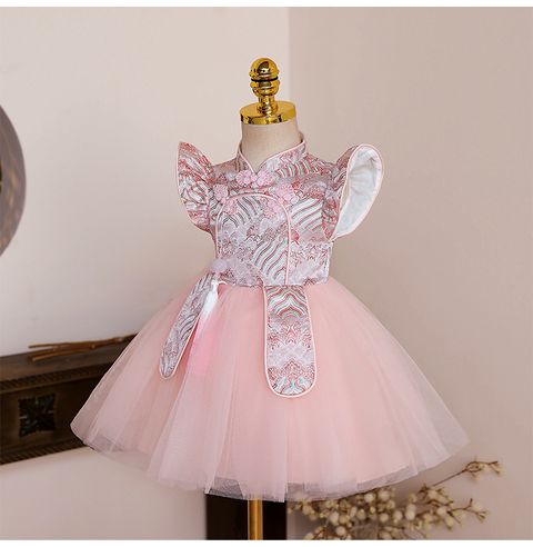 C8059 CNY Cheongsam Pink Princess Dress – TotStyle Co.