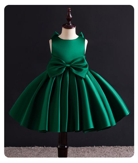 D8153 Grand Silk Simple Princess Dress – TotStyle Co.