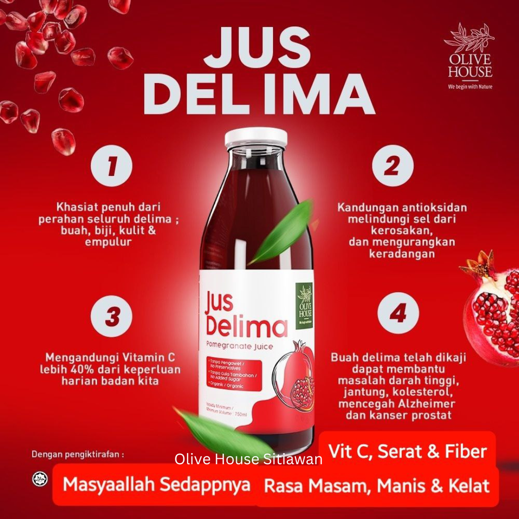OH - JUS DELIMA 750ML (Khasiat Jus Delima Olive House 100% Organik ...
