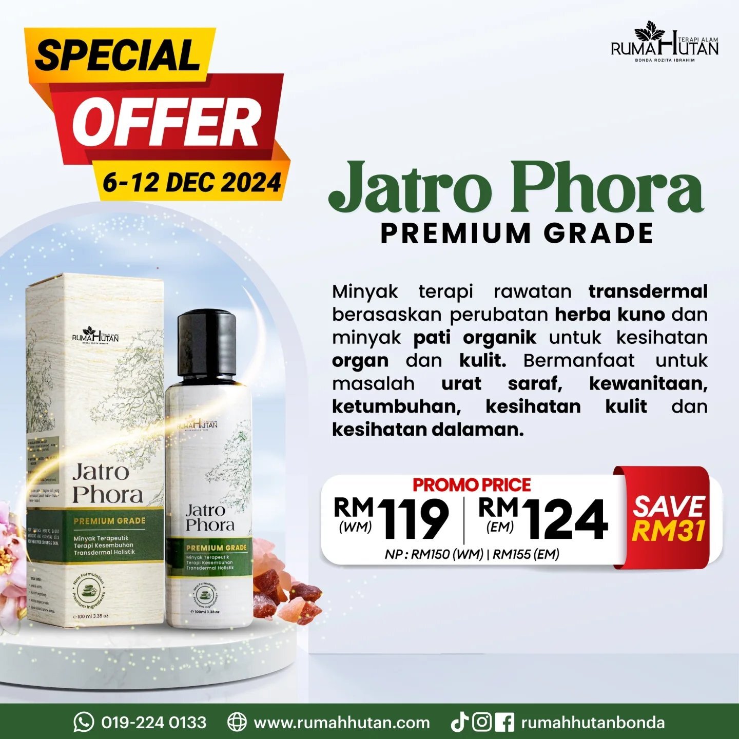 JRM - MINYAK JATRO PHORA JRM 100ML – Izamo Sitiawan / Manjung Olive House