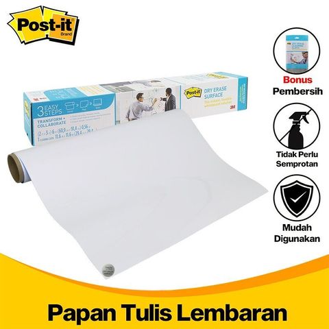 3M Post-It Dry Erase Flexible Whiteboard 3 ft x 2 ft (1 Roll) - Stain ...