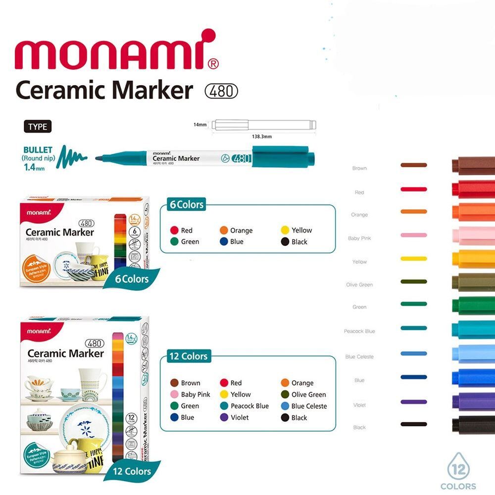 Monami Home Decor & DIY Ceramic Marker 480 / 482 (Set of 6 / 8 / 12 ...