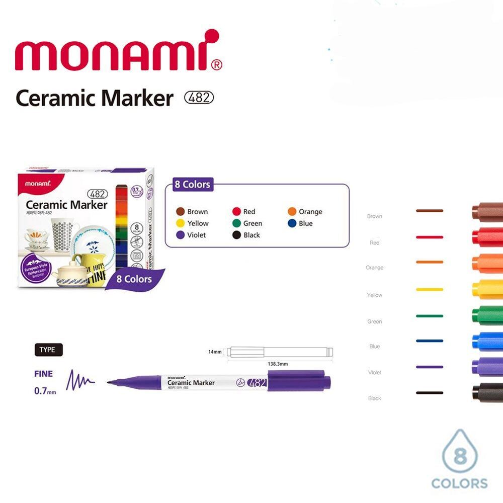 Monami Home Decor & DIY Ceramic Marker 480 / 482 (Set of 6 / 8 / 12) For Ceramic