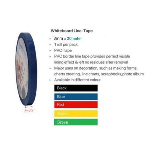 Goldlion Whiteboard Line Tape 3mm x 30meter – LuckyTulis
