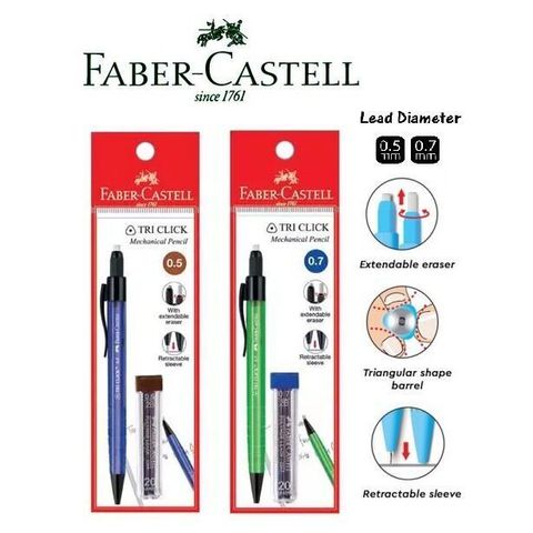 Faber Castell Tri Click Mechanical Pencil + Lead - (1s/CARD) – LuckyTulis