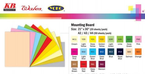 Mounting Board (Colour or Black) Size A4 , A3 , A2 & 20inch x30inch ...