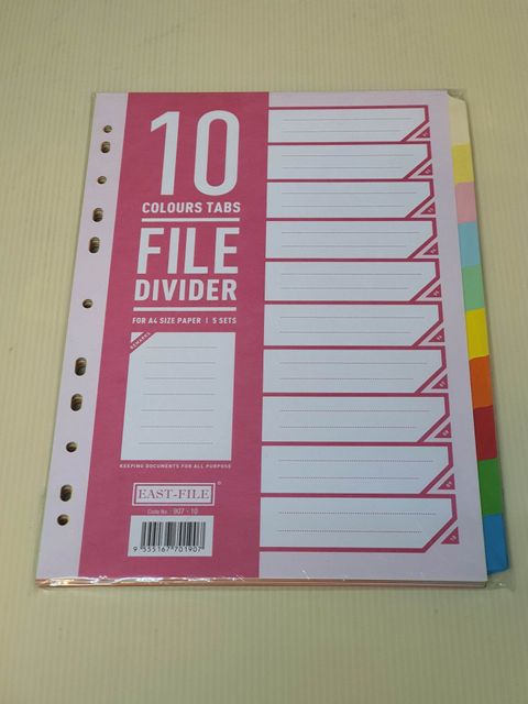 Index Divider File Filing Separator A4 Paper 5c / 10c East File or ...