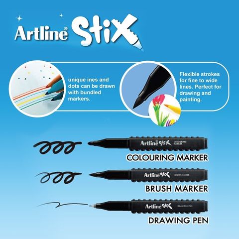 Artline Stix Drawing Pen Markers ETX-F Brush / ETX-200 Drawing / ETX ...