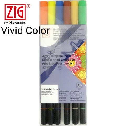 Kuratake ZIG Art & Graphic Twin Brush Pen Marker 6color set – LuckyTulis