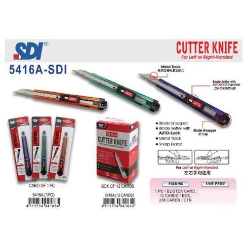 SDI Cutter Knife Plastic + Metal Medium Duty 9mm 5416A 0416A / 18mm 5433A – LuckyTulis