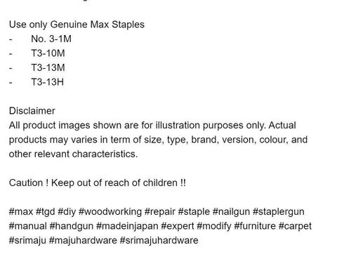 MAX Gun Tacker TGA TGD – LuckyTulis