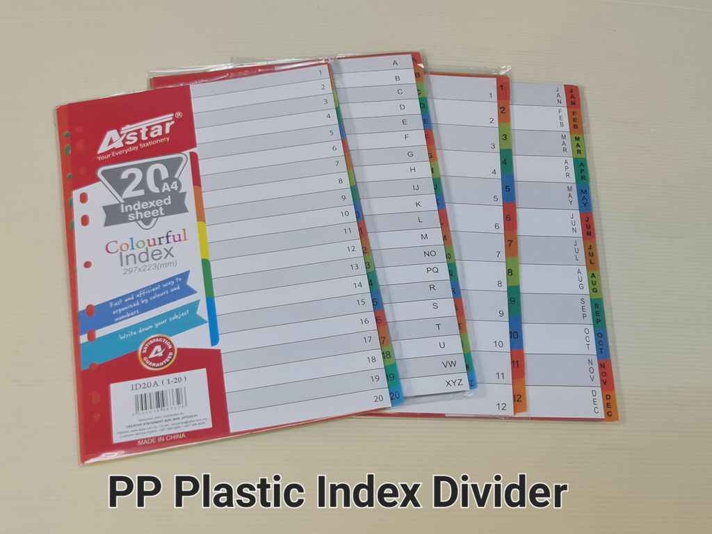 A4 PP Index Divider PP / COLOR & GREY / Plastic Index Divider ...