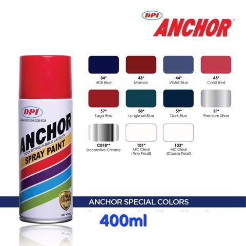 Anchor Aerosol Spary Paint 400ml DPI Quick Drying HI-BUILD Lacquer ...