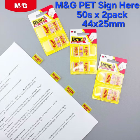 M&G Ustic 'Sign Here' Sticky Flags, 100 Sheets (50 Sheets x 2), Sign ...