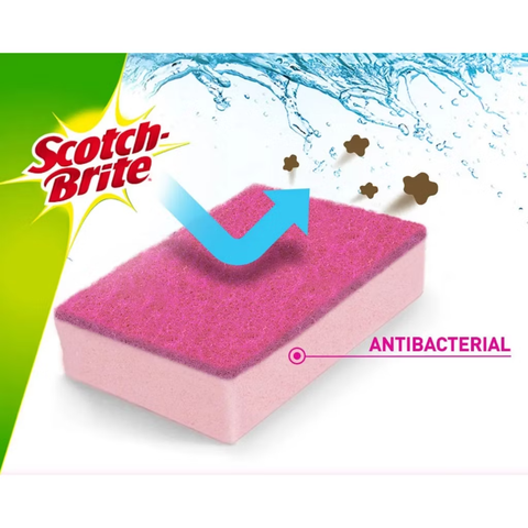3M Scotch-Brite Easy Clean Antibacterial Scrub Sponge - Scratch Free ...