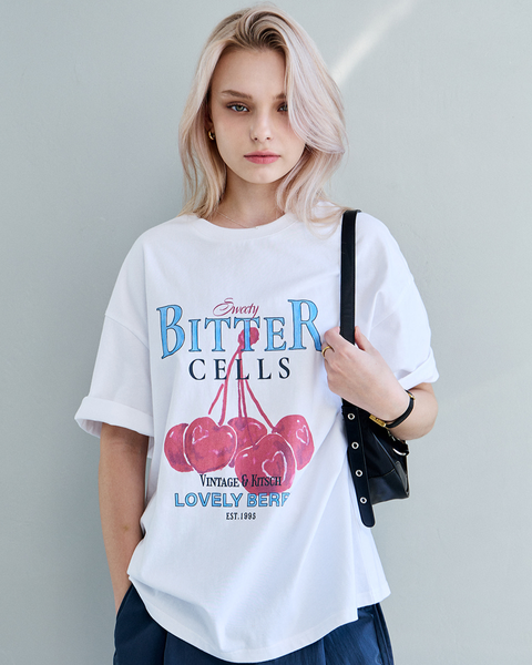 bittercells | Cherry Berry Tee (white) 櫻桃圖案短袖上衣 – MONDAY STUDIO 韓國代購