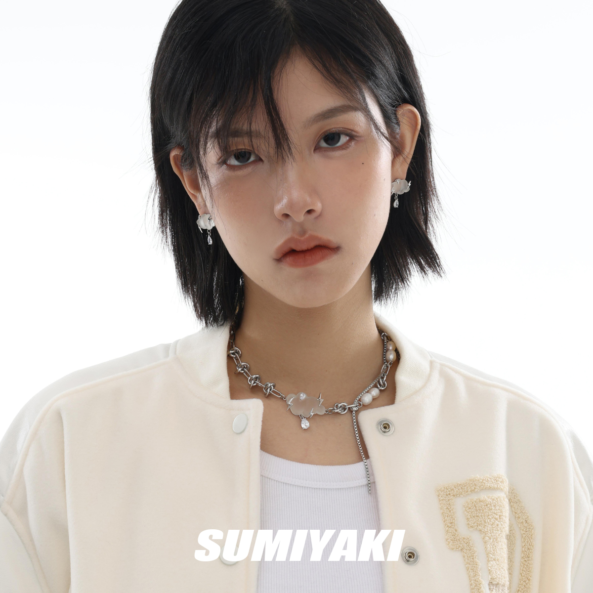 SUMIYAKI 漂浮的原創雲朵系列耳環s925銀針可愛高級設計感耳飾女